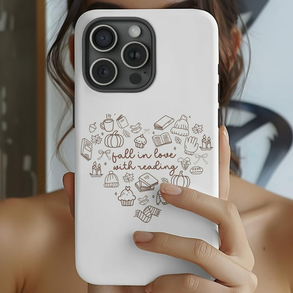 Fall in Love With Reading Cozy Autumn Book Lover Phone Case for iPhone 17 to 11 Pro Max ...