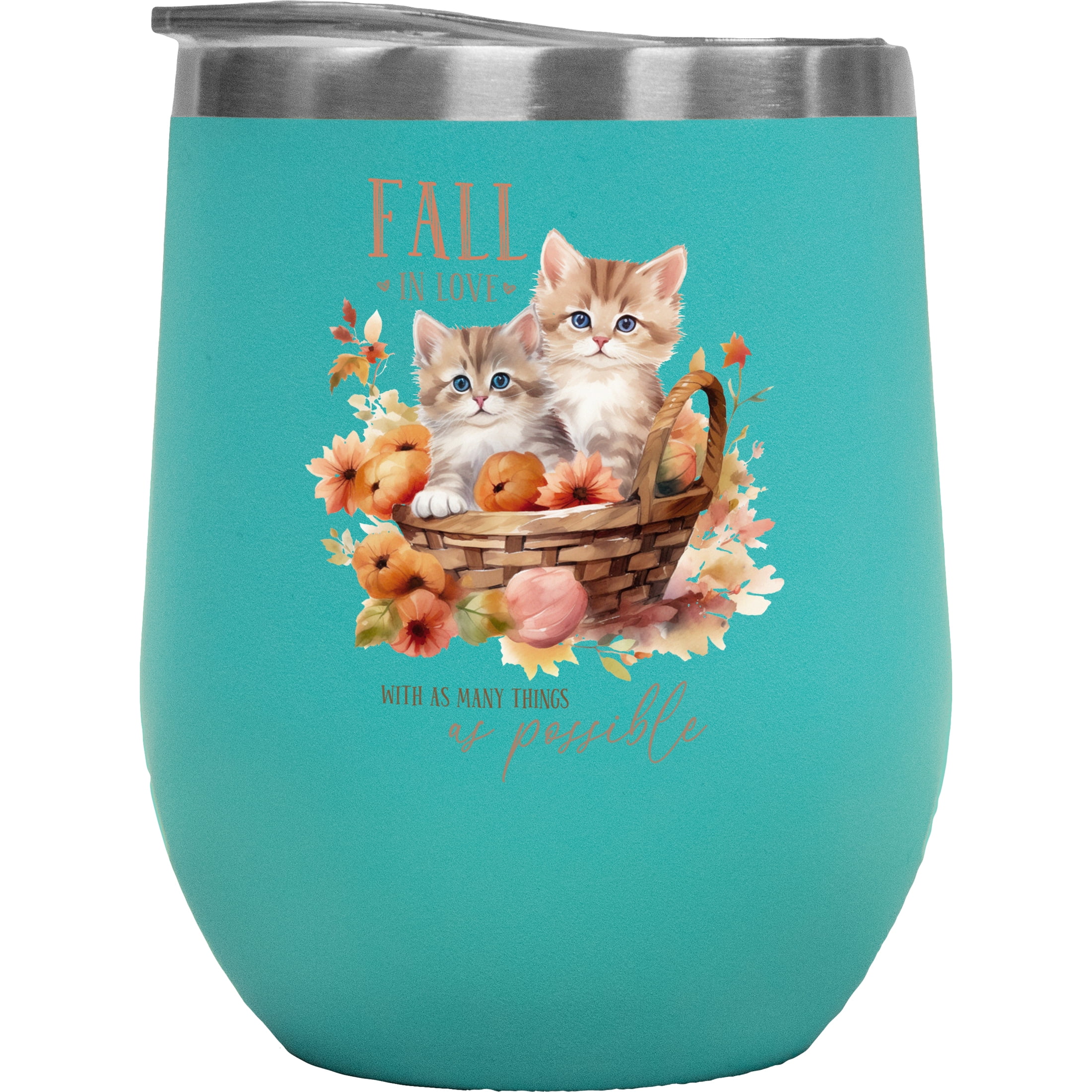 Fall in Love with as Many Things, Watercolor Kittens & Leaves Art Merch ...