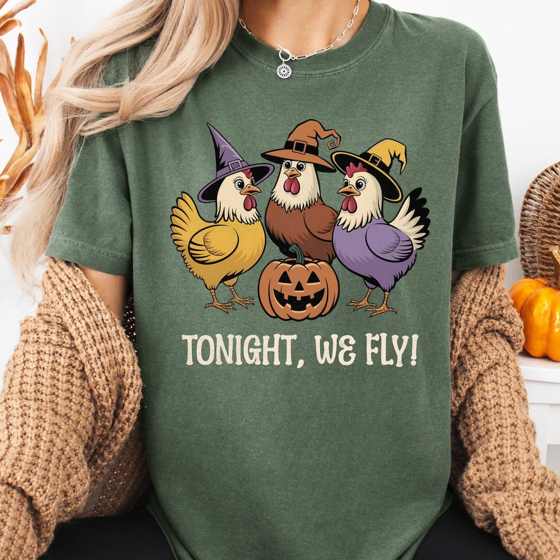 Fall season Chicken Shirt, Tonight We Fly TShirt, Ghost Chickens Tee ...
