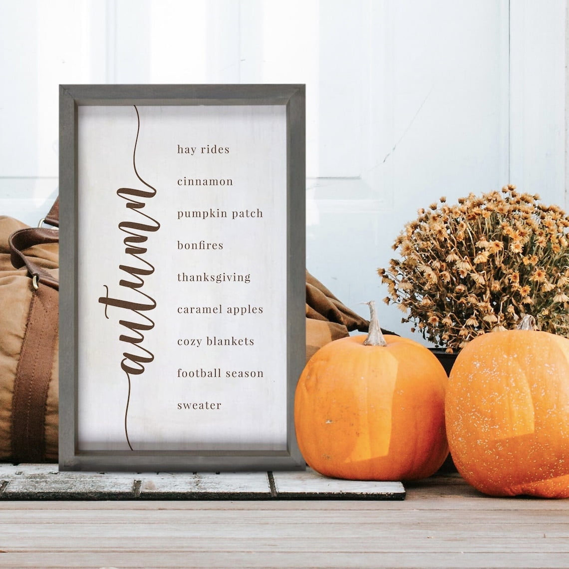 Fall Wall Art – Farmhouse Autumn Decor, Pumpkin Patch Sign, Wood Framed ...