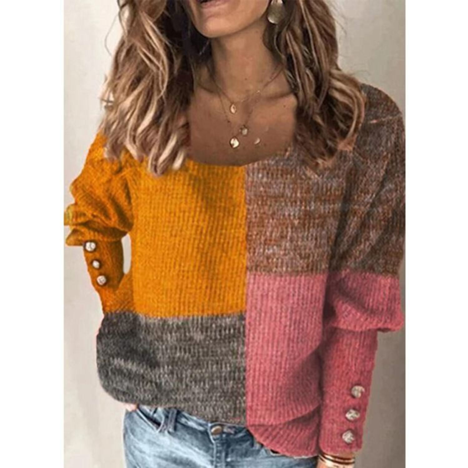 Fall/winter women's new sweater pullover round neck long sleeve ...