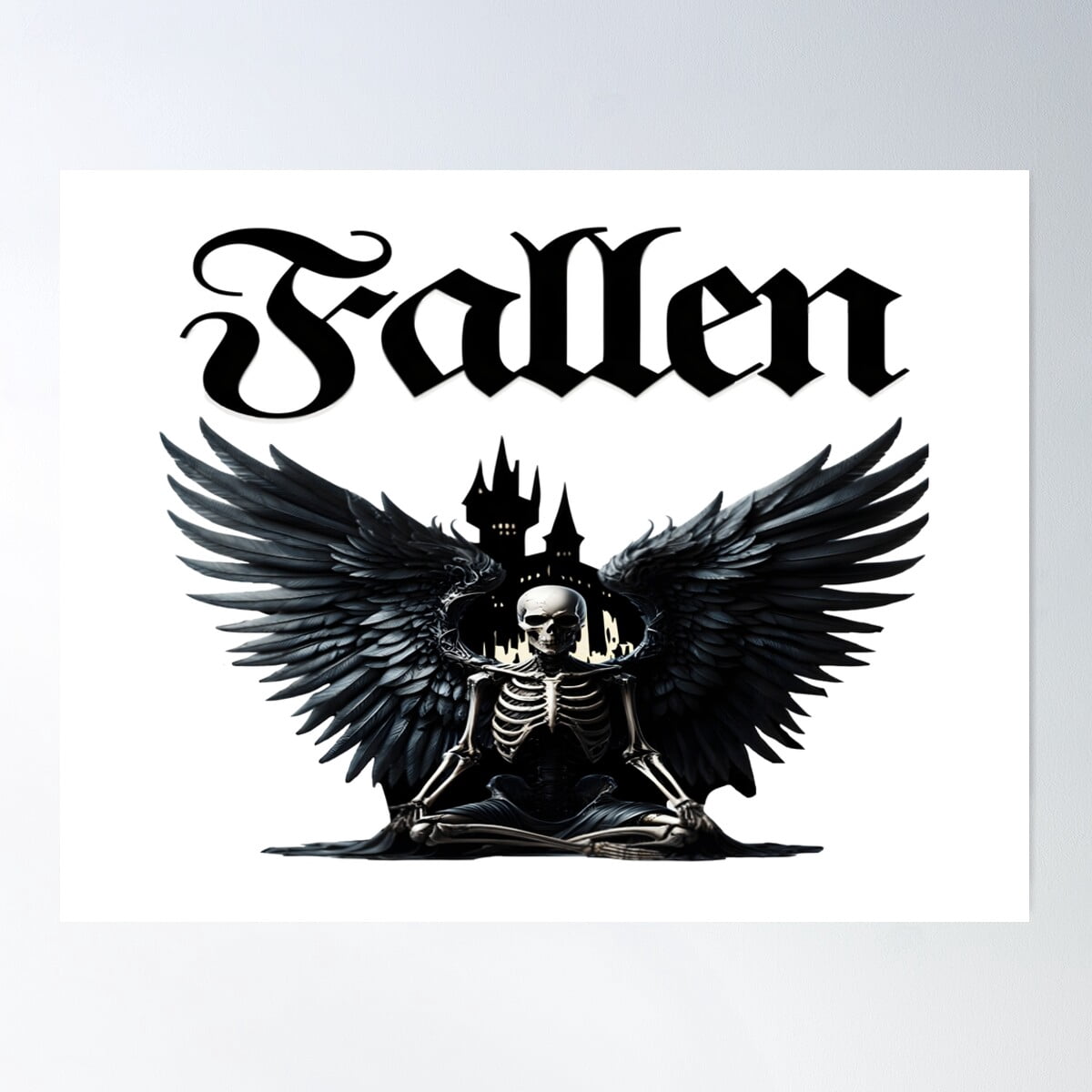 Fallen Angel - Skeleton With Black Wings Poster Wall Art, Modern Wall ...