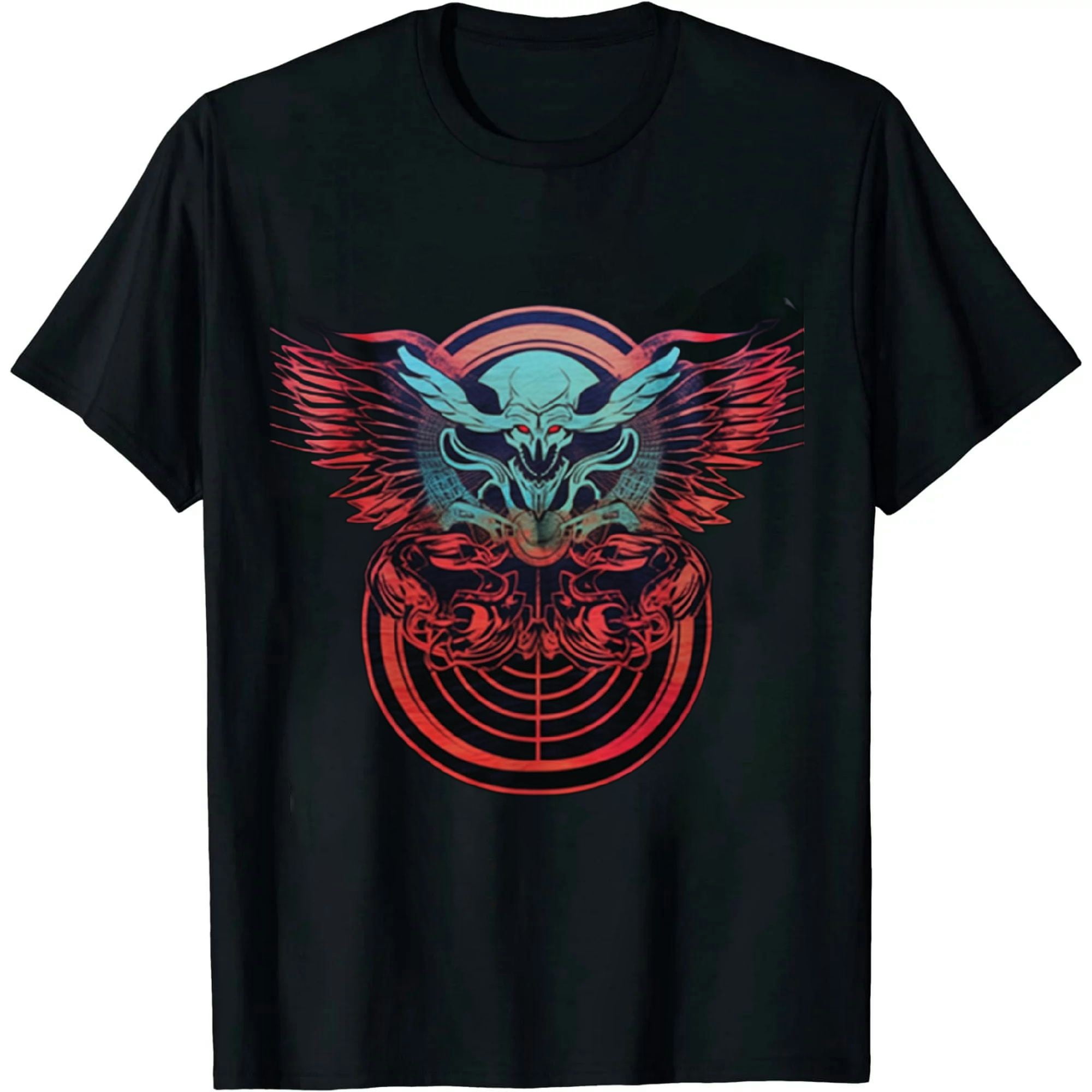 Fallen Angel Skull Demon Wing Flames T-Shirt - Walmart.com