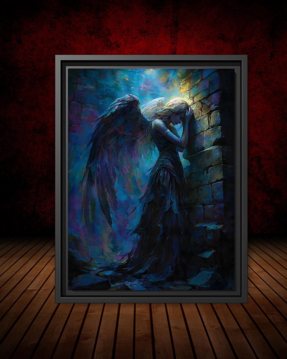 Fallen Angel Wall Art Poster, Dark Gothic Fantasy Artwork, Weeping ...