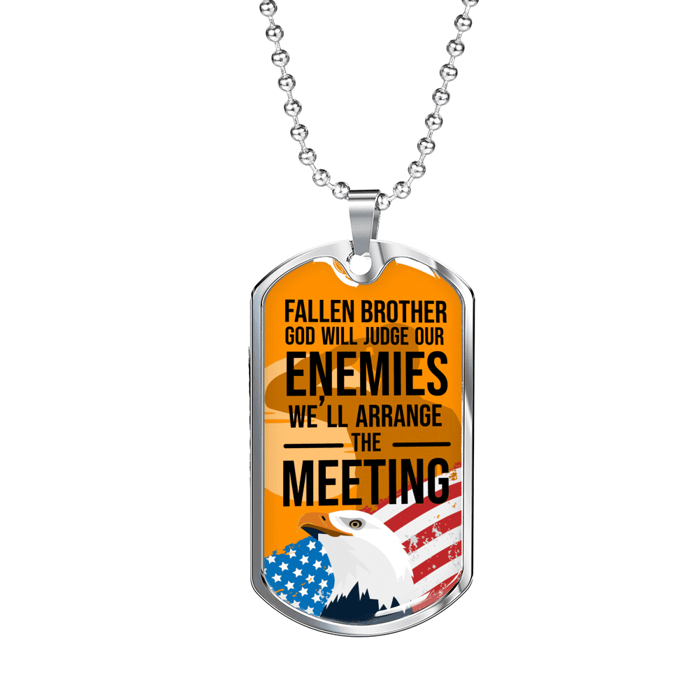 Fallen Brother Soldier Stainless Steel or 18k Gold Dog Tag 24" Chain ...