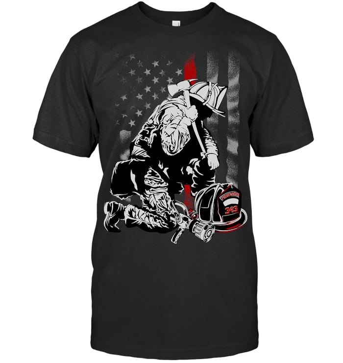 Fallen Fireman American Flag Thin Red Line Firefighter Top Firefighter ...
