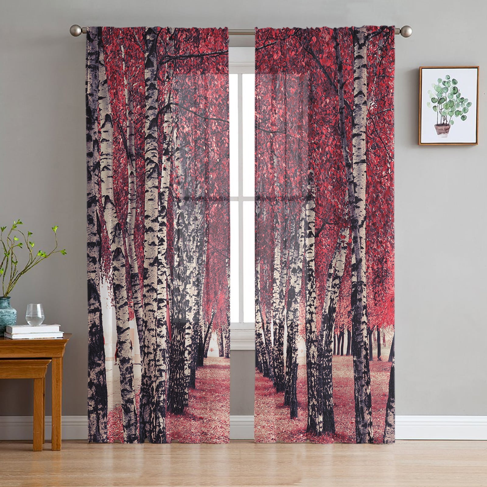 Fallen Leaves Natural Texture Modern Tulle Curtains for Living Room ...