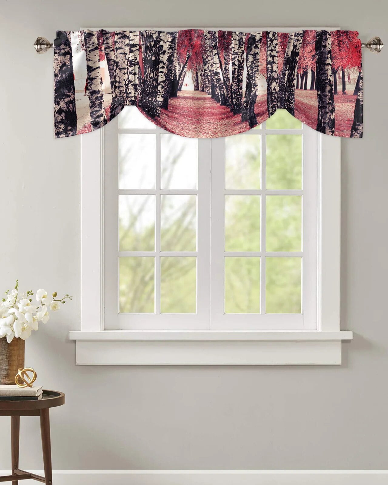Fallen Leaves Natural Texture Short Window Curtain Adjustable Tie Up ...