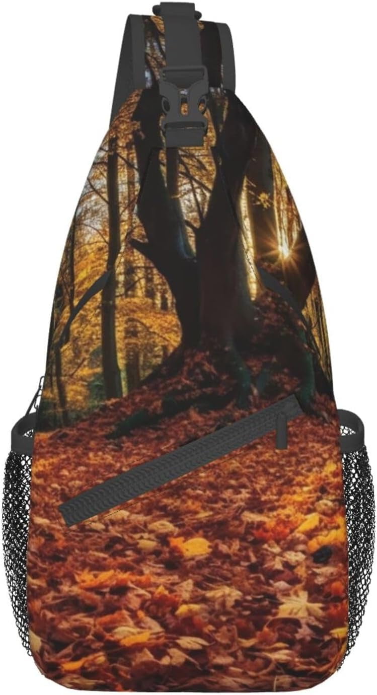 Fallen Leaves Print Cross Chest Bag Crossbody Backpack Sling Shoulder ...