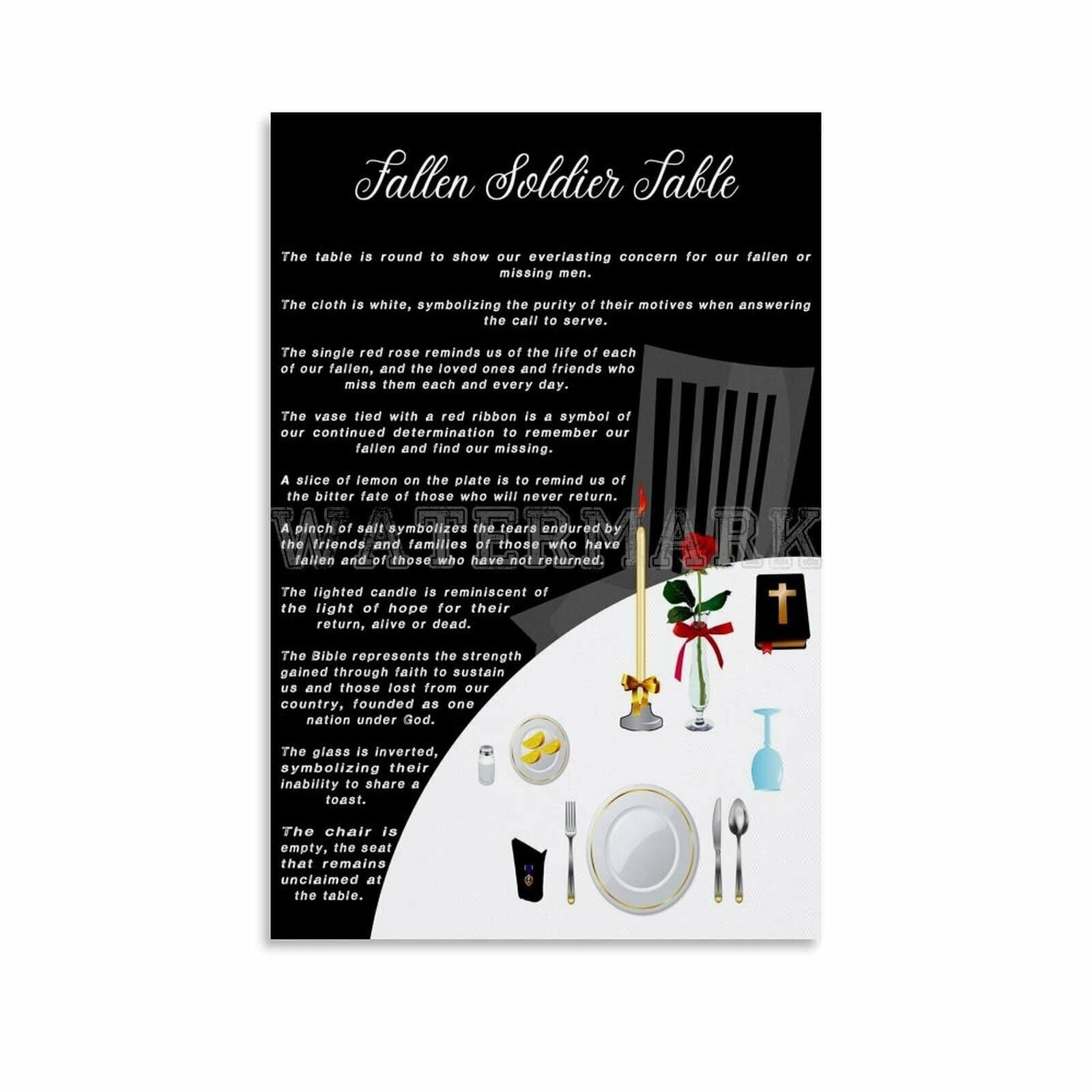 Fallen Soldier Memorial Sign Missing Man Table Poster Memorial Day (3 ...