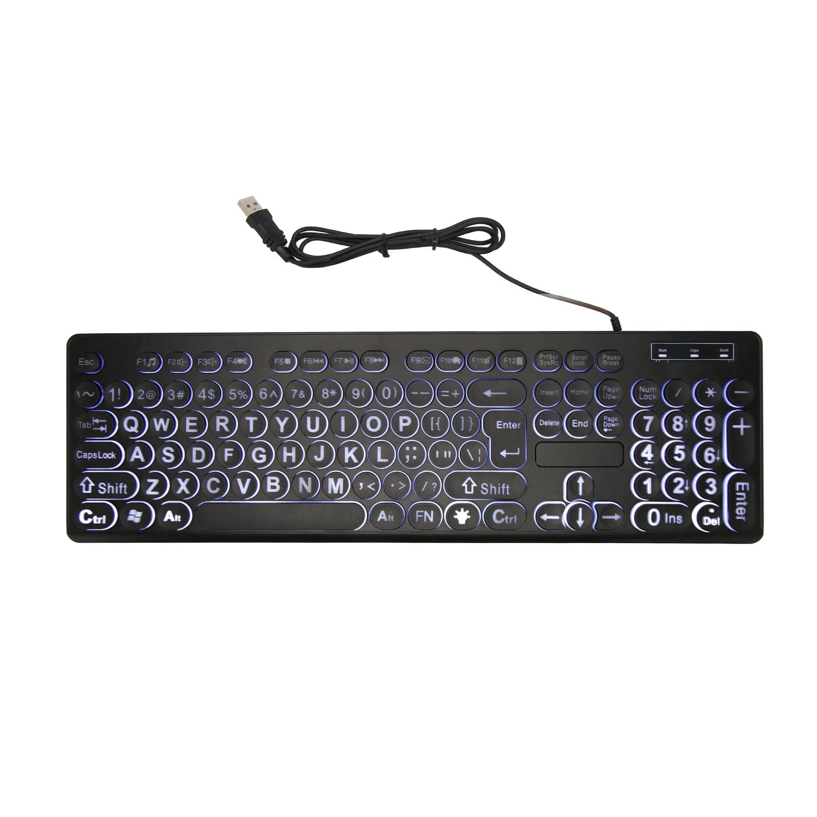 Falleo Clearance 104 Key Wired Keyboard Backlit Large Print Keyboard ...