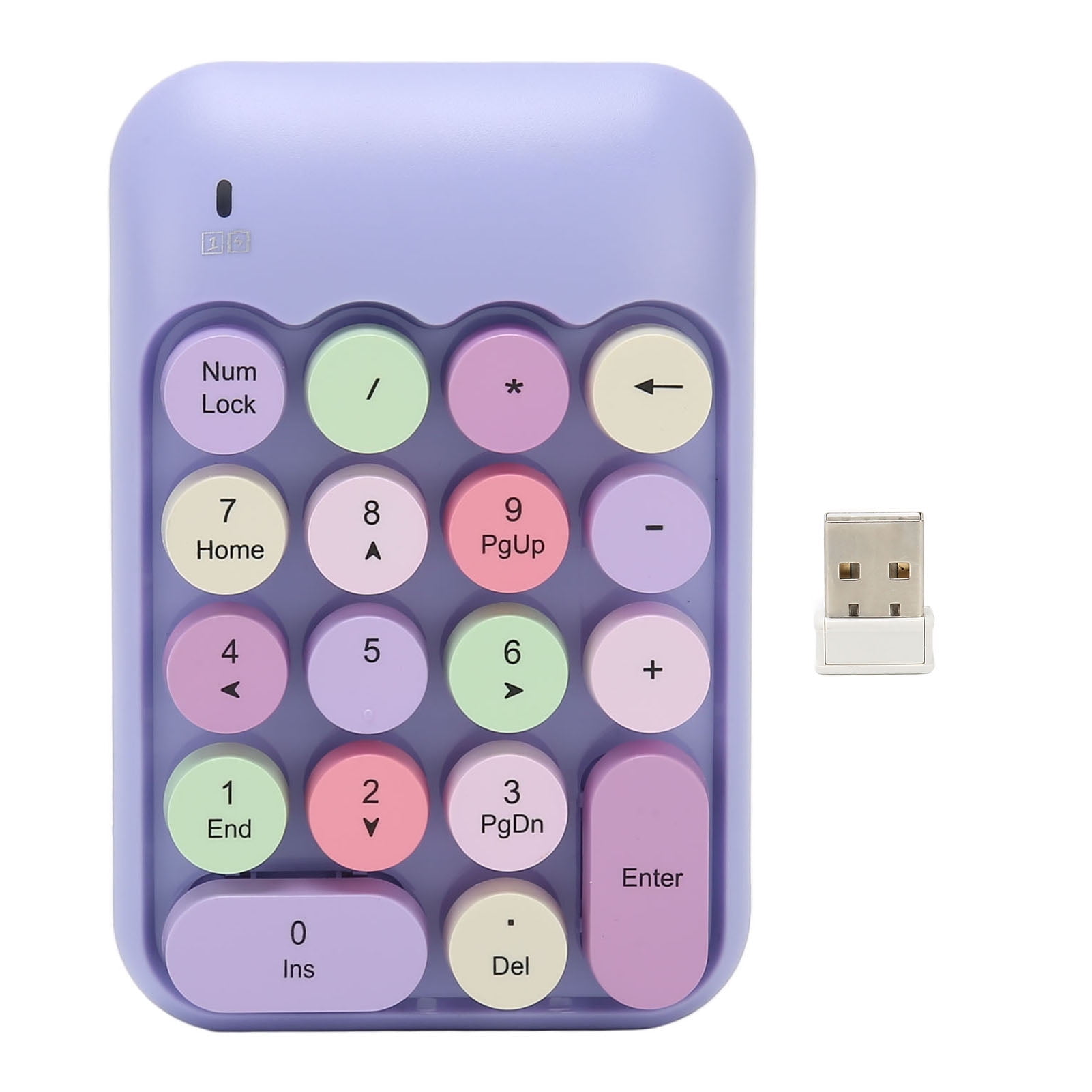 Falleo Clearance 2.4GHz Wireless Numeric Keypad 18 Keys Retro Color Round Keycaps Mini Number ...