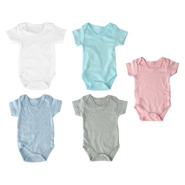 ToBeInStyle Babys' 4 Pack Ultra-Soft Cotton Short Sleeve Bodysuit ...