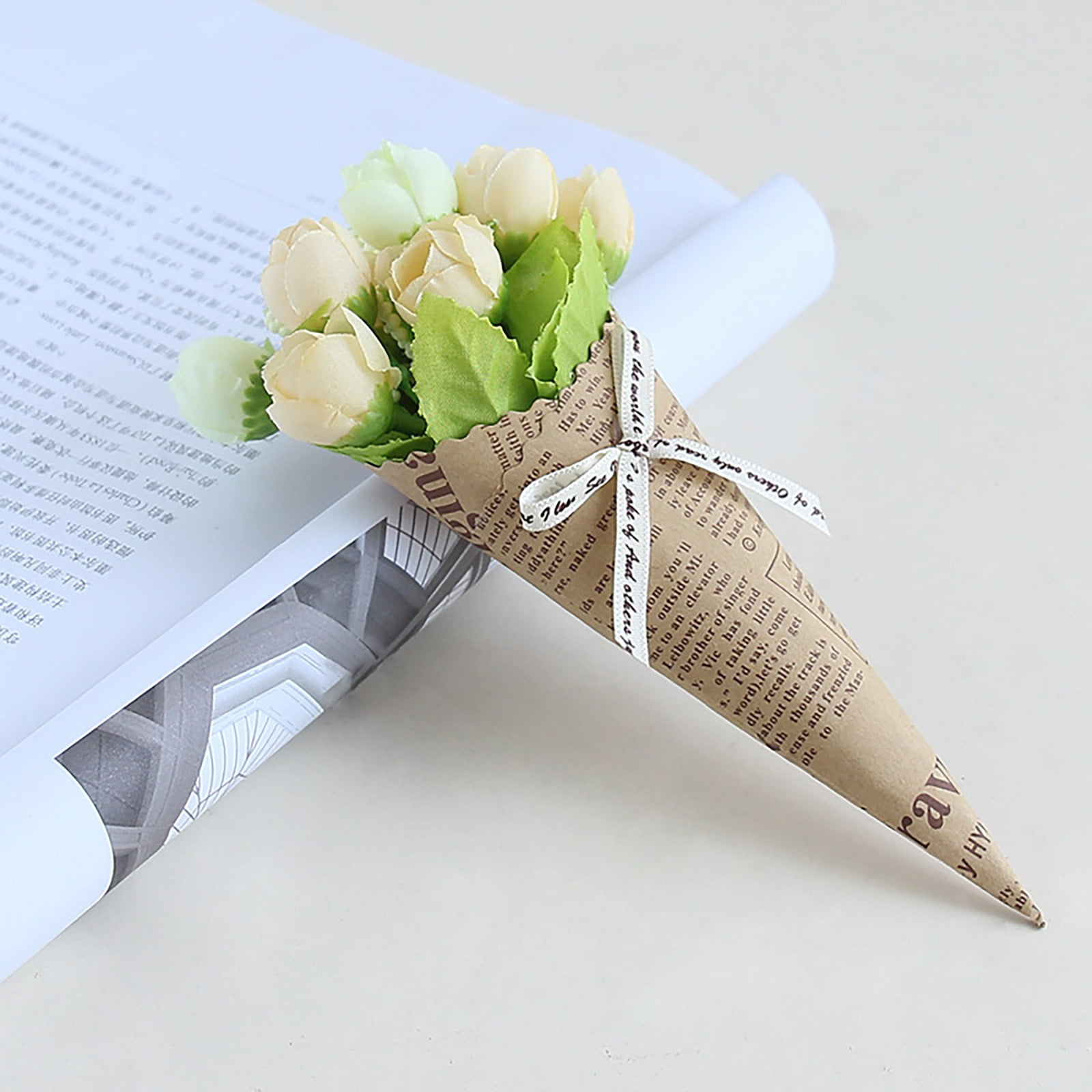 Falleo Clearance Artificial Mini Newspaper Packaging Flower Kraft Paper ...