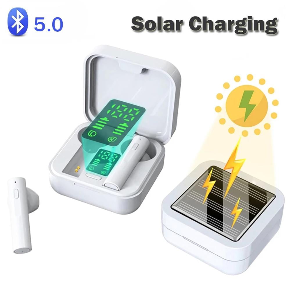 Falleo Clearance Solar Charging Bluetooth Earphone LED Digital Display ...