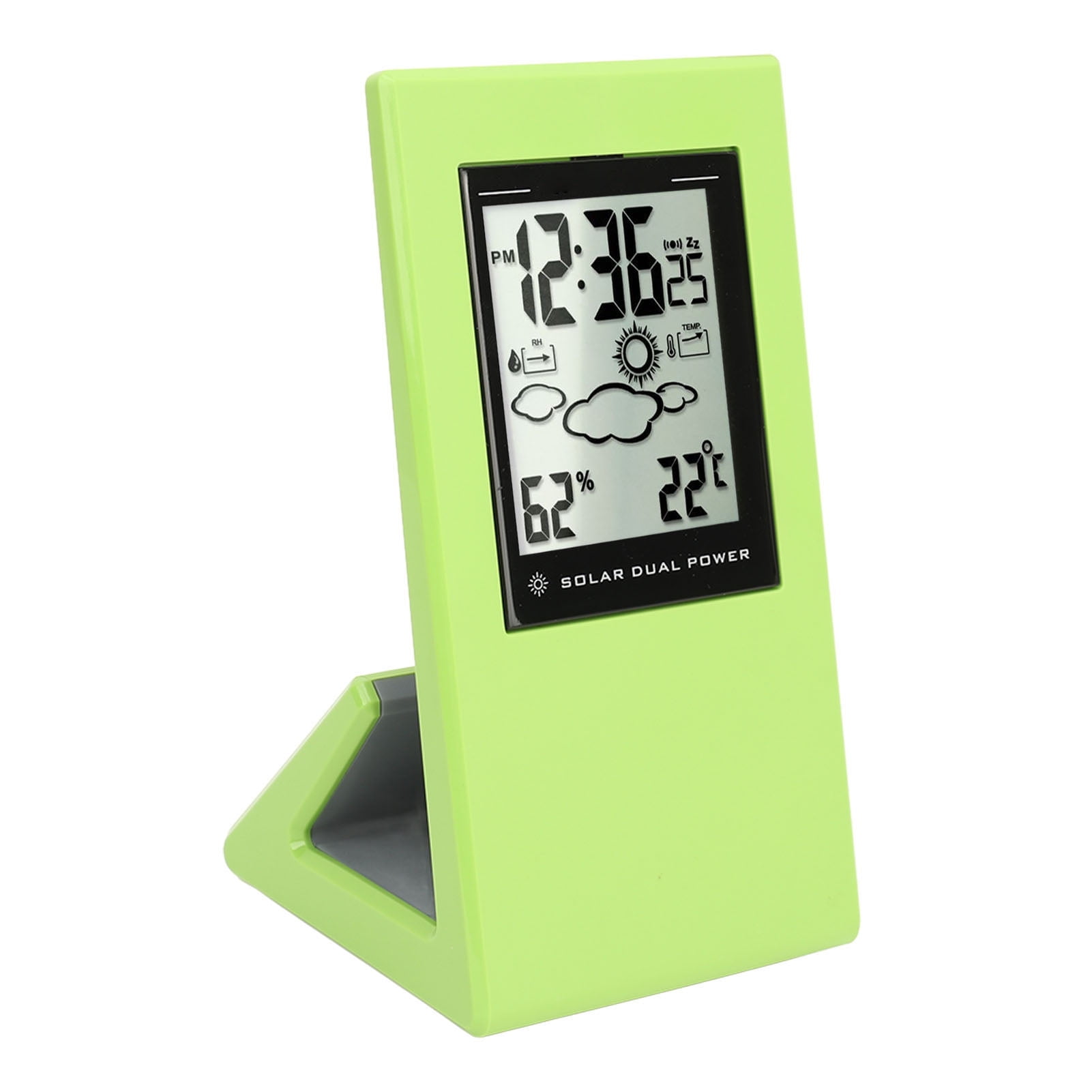 Falleo Clearance Weather Forcast Clock Solar Battery Powered Square LCD ...