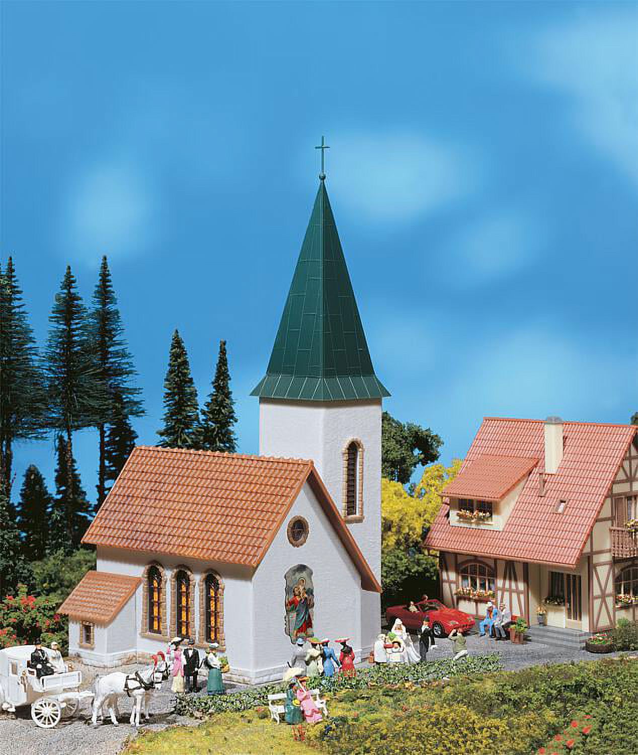 Faller HO Scale Building/Structure Kit Town/Village Church w/ Steeple ...