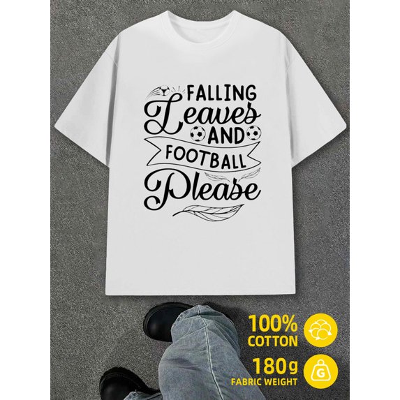 Fallin' Leaves Football men white 180G 100% Cotton Regular Fit,Everyday ...