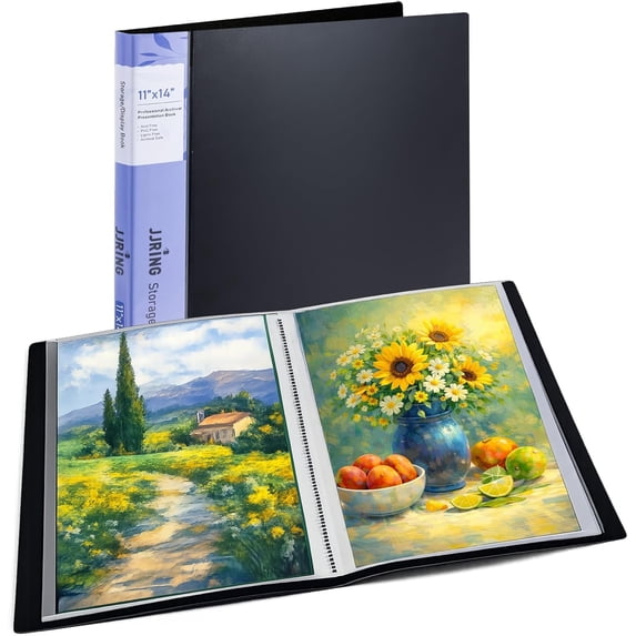 11x14 Art Portfolio Folder with Plastic Sleeves, 24-Pocket Portfolio ...