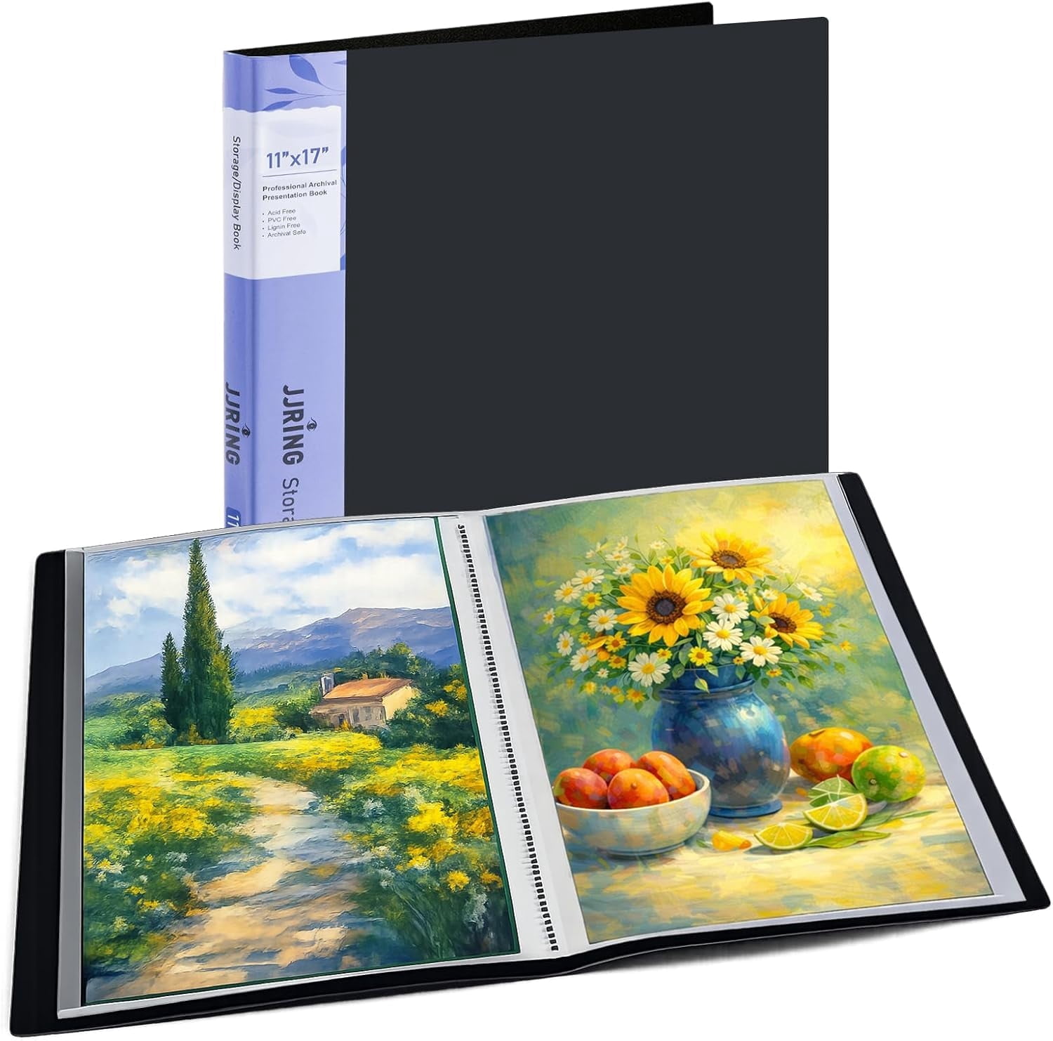 11x17 Art Portfolio Folder with Plastic Sleeves, 24-Pocket Portfolio ...