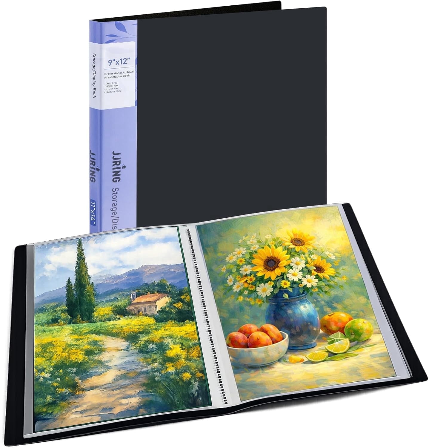 9x12 Art Portfolio Folder with Plastic Sleeves, 24-Pocket Portfolio ...