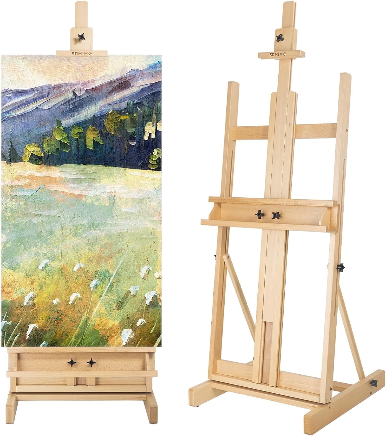H-Frame Artist Studio Easel,Solid Beechwood Adjustable Painting Easel ...