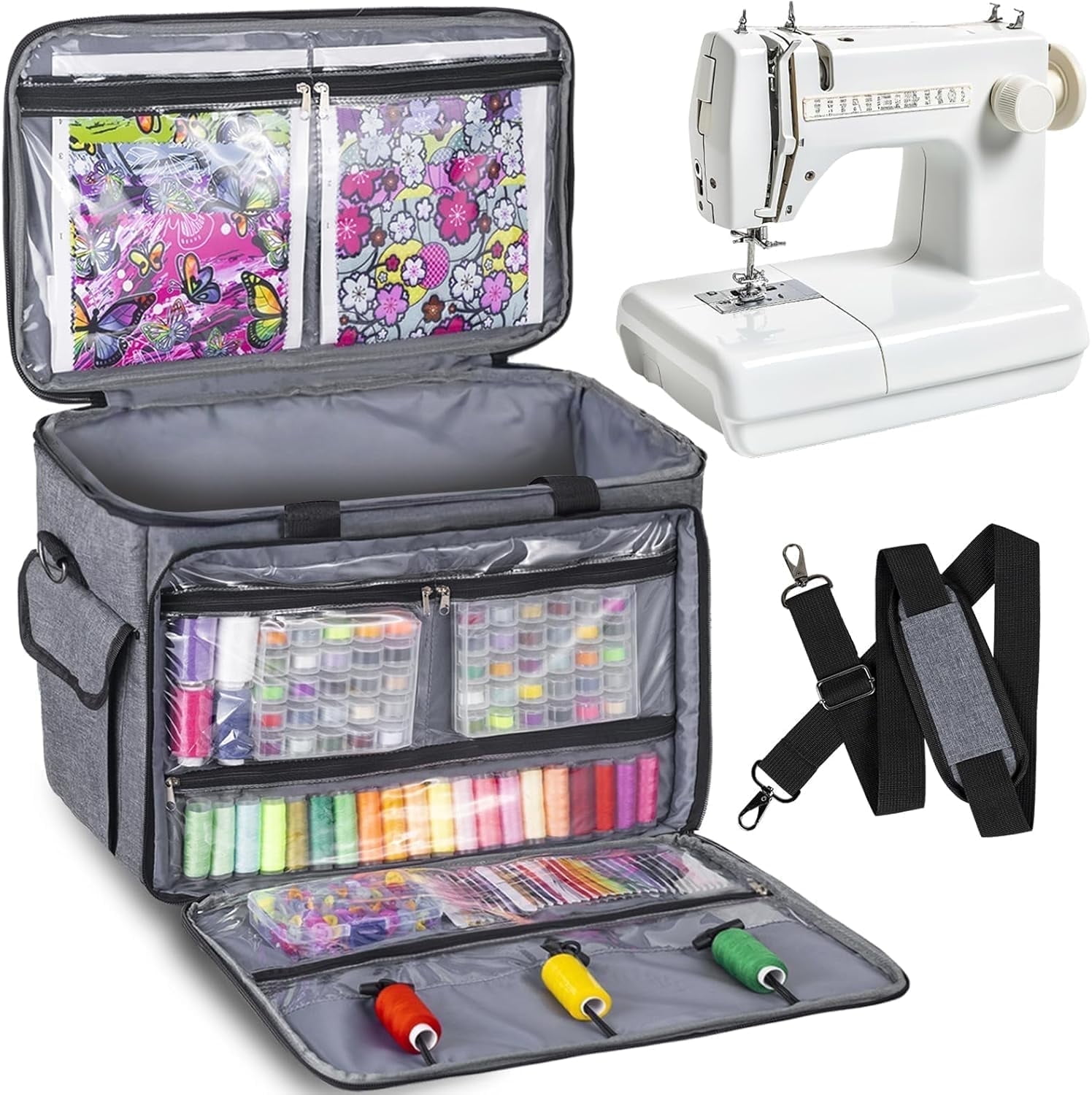 Sewing Machine Carrying Case, Portable Bag for Standard Sewing Machines ...