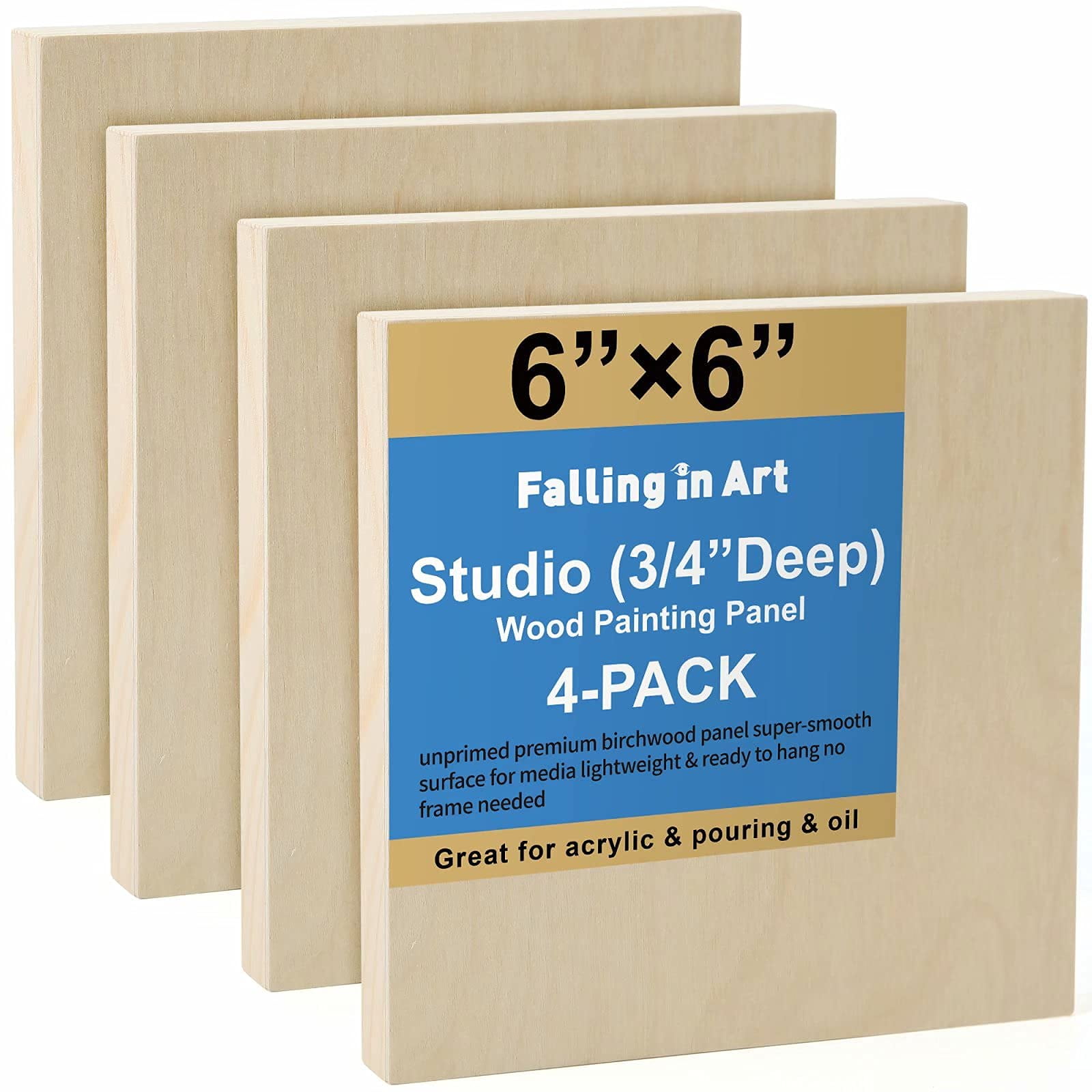 Falling in Art Unfinished Birch Wood Canvas Panels Kit, Falling in Art ...
