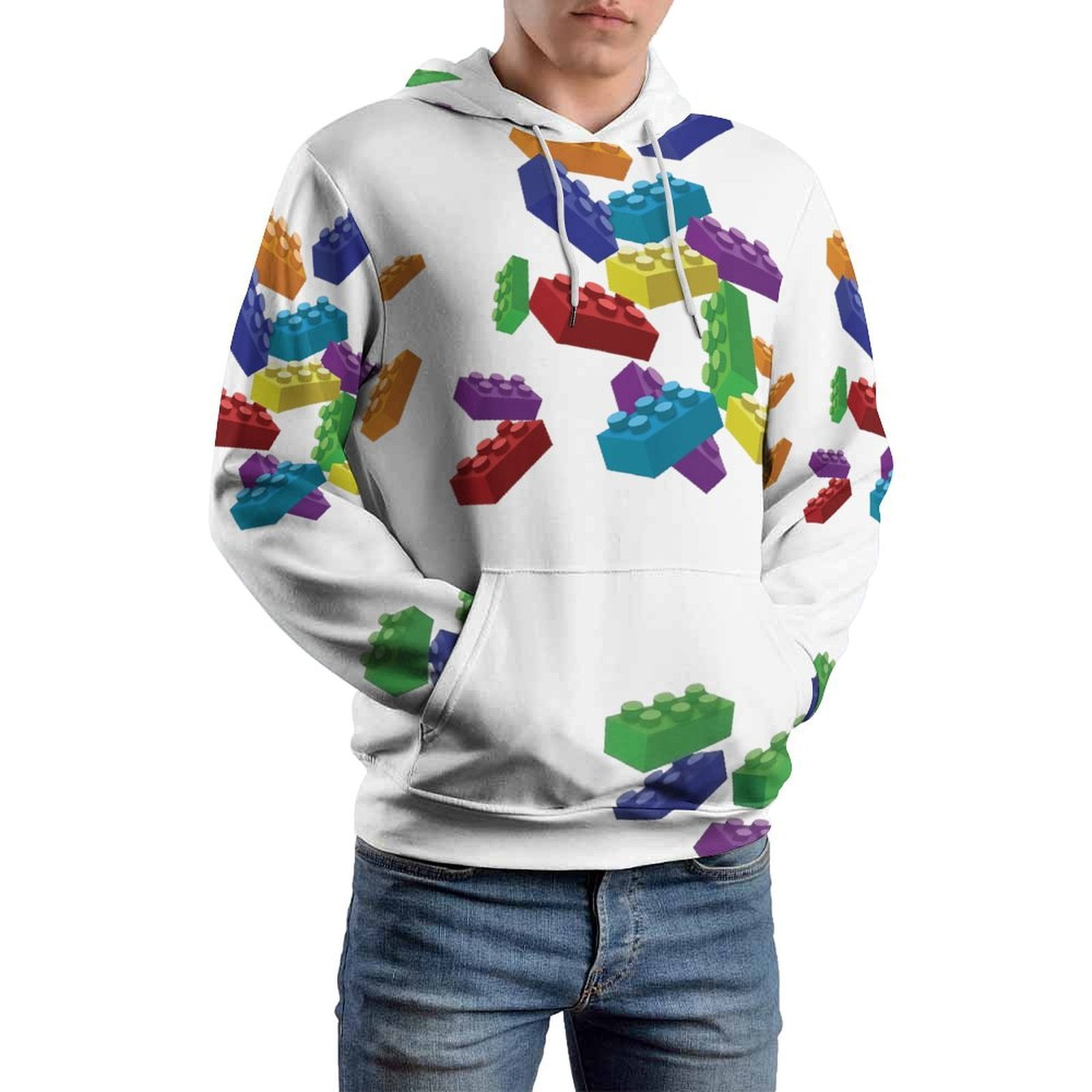 Falling Blocks Oversized Hoodies For Men Teen Pullover With Pocket Mens ...