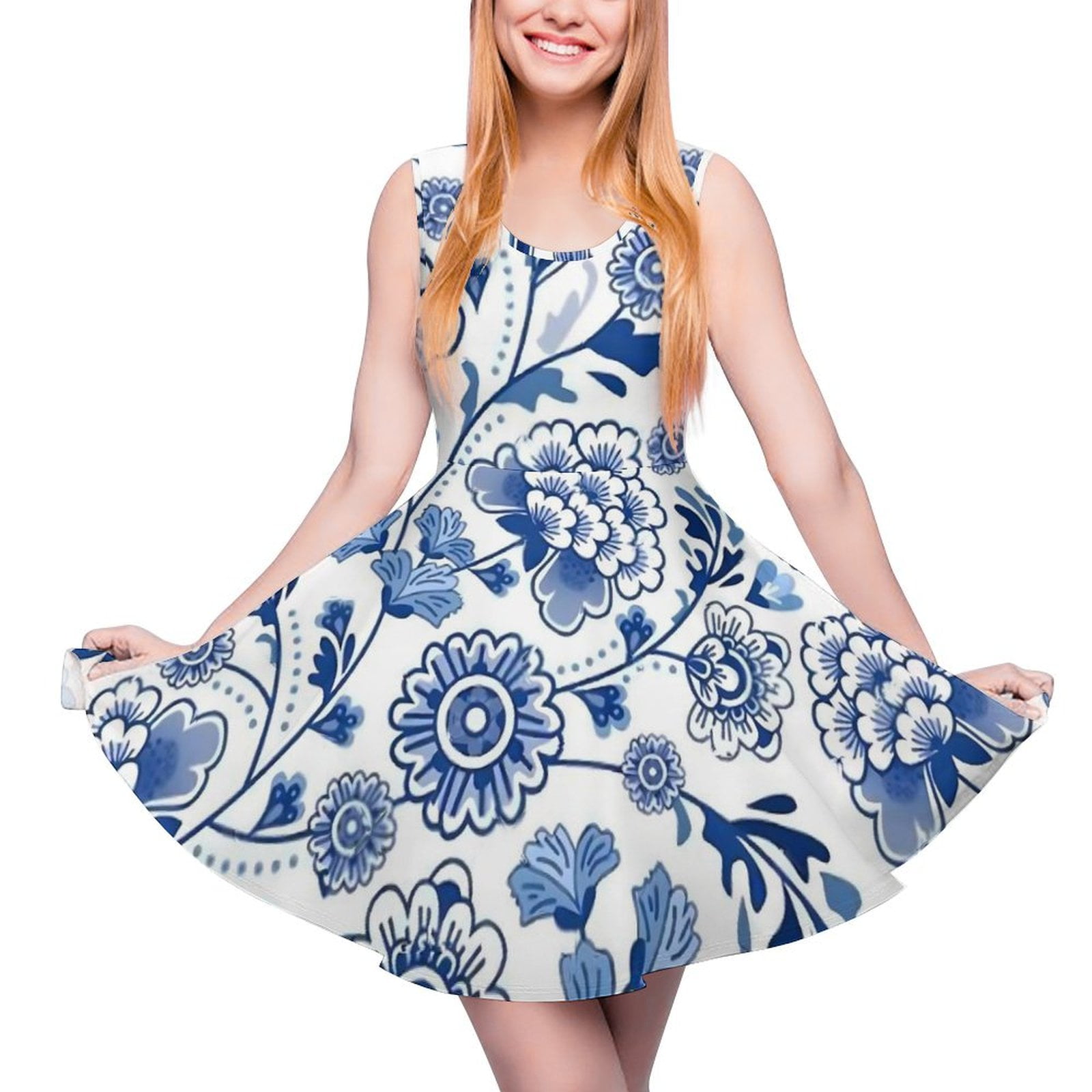 Falling Blue Flower Dress Sakura Cherry Blossom Kawaii Dresses ...