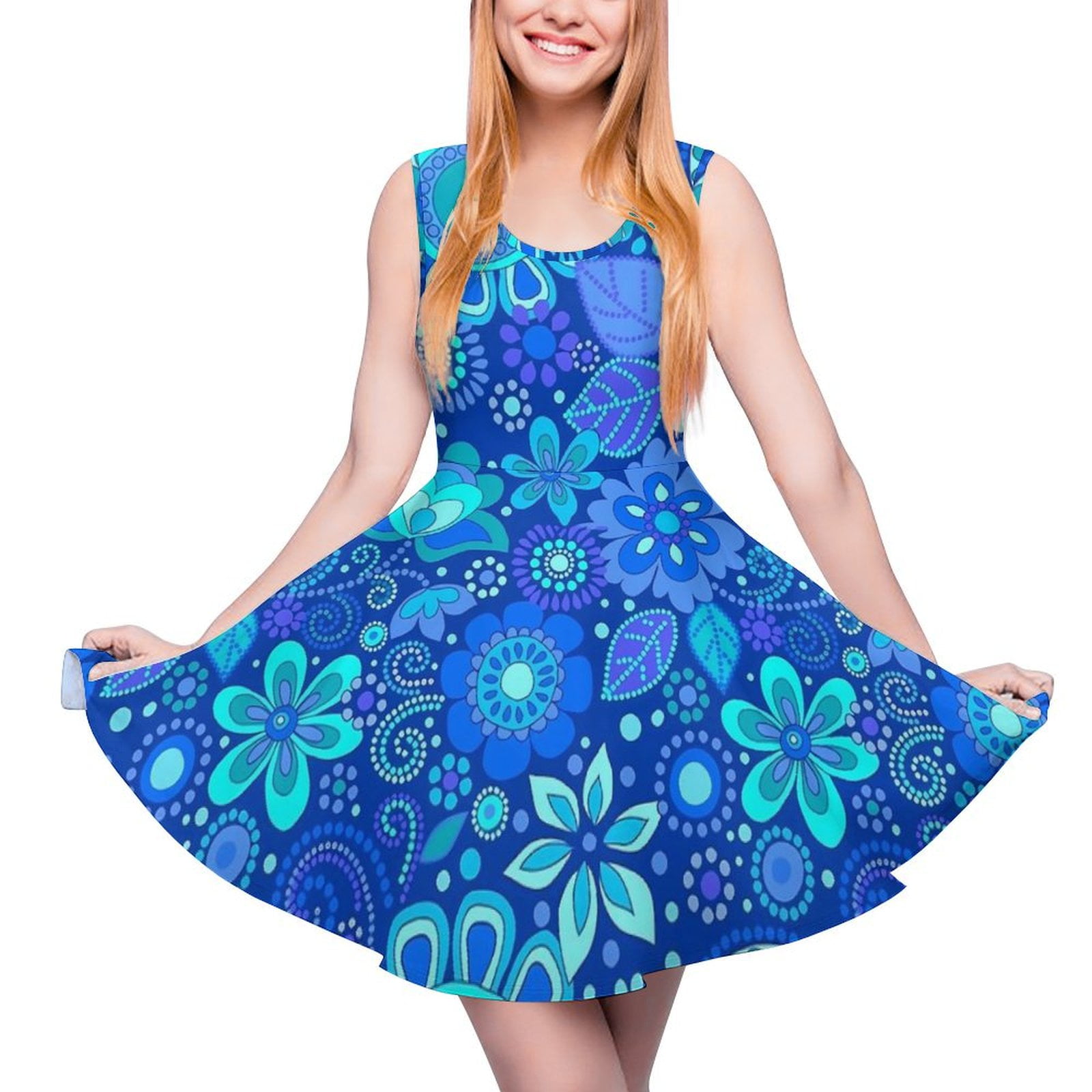 Falling Blue Flower Dress Sakura Cherry Blossom Kawaii Dresses ...
