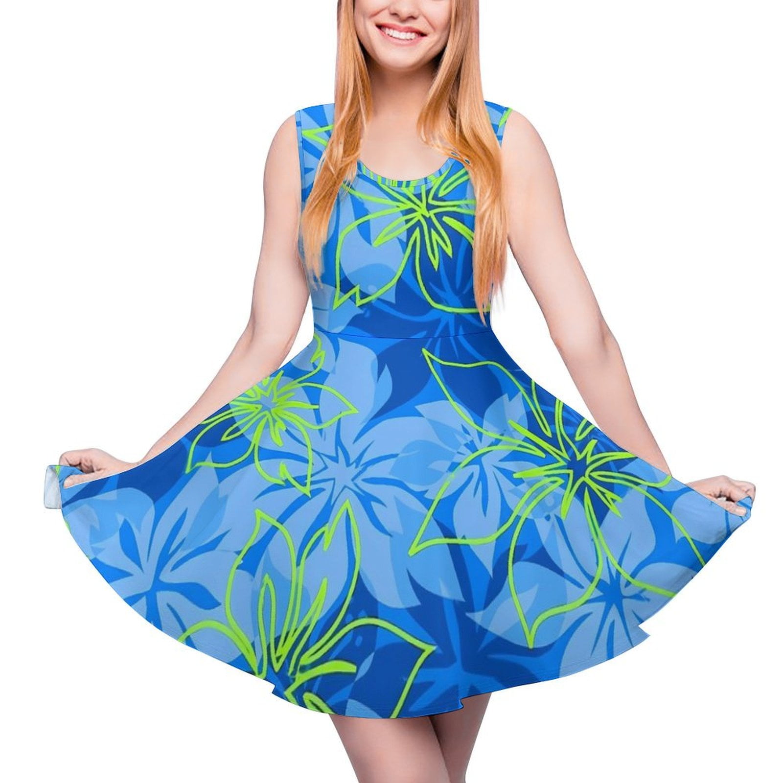 Falling Blue Flower Dress Sakura Cherry Blossom Kawaii Dresses ...