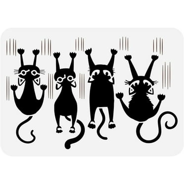 Frizzy Cat Large Stencil 11.8x11.8inch Cartoon Cat Painting Stencils ...