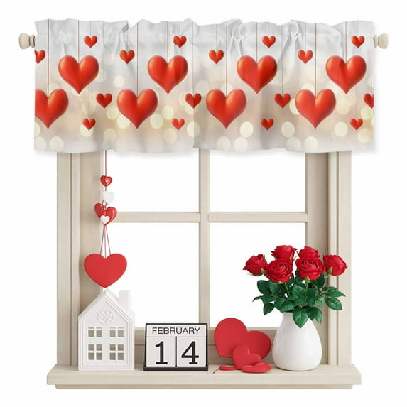 Falling Heart Valances for Windows, Romantic Gradient Yellow Shiny ...
