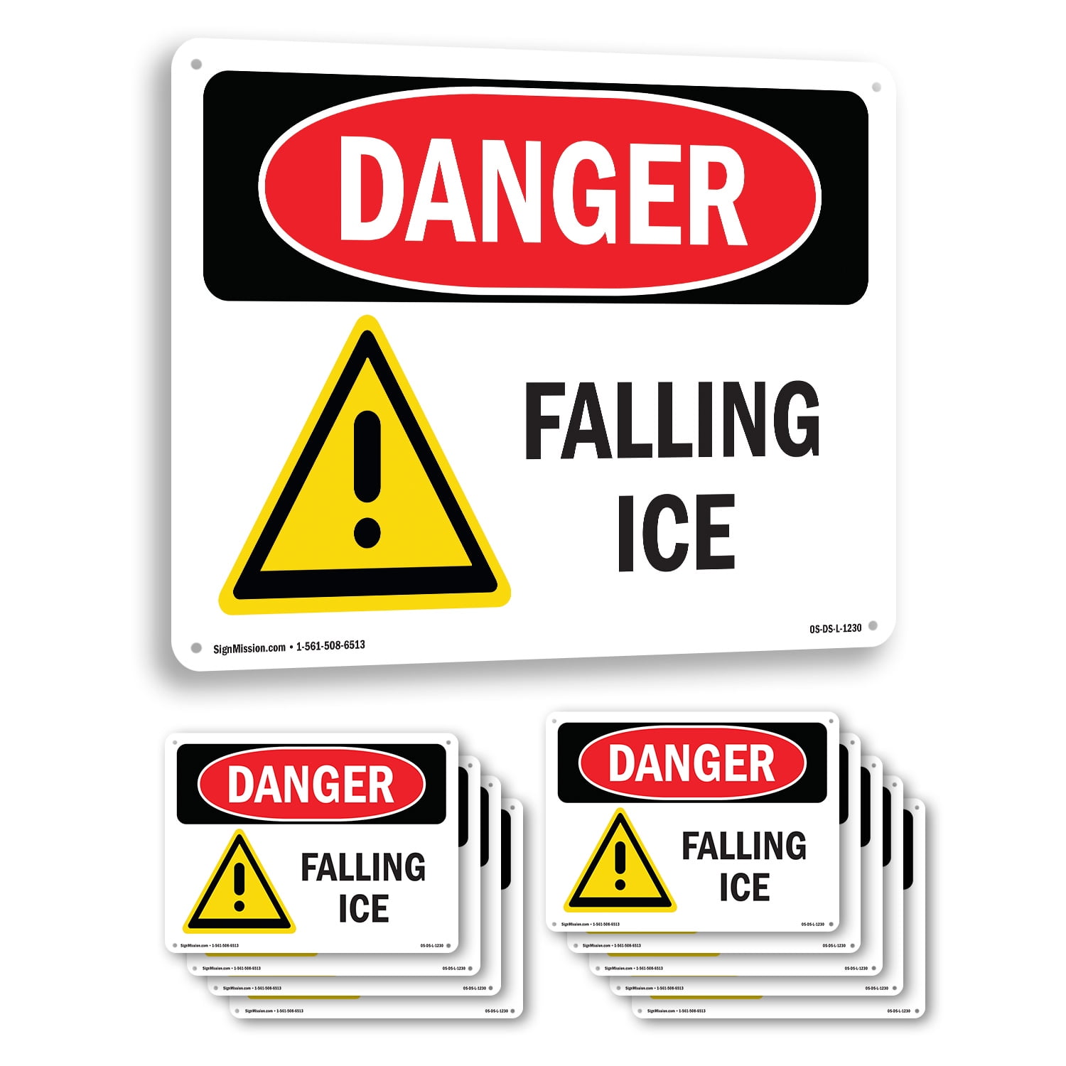 Falling Ice OSHA Danger Aluminum Sign 24 Inch x 18 Inch - 10 Pack ...