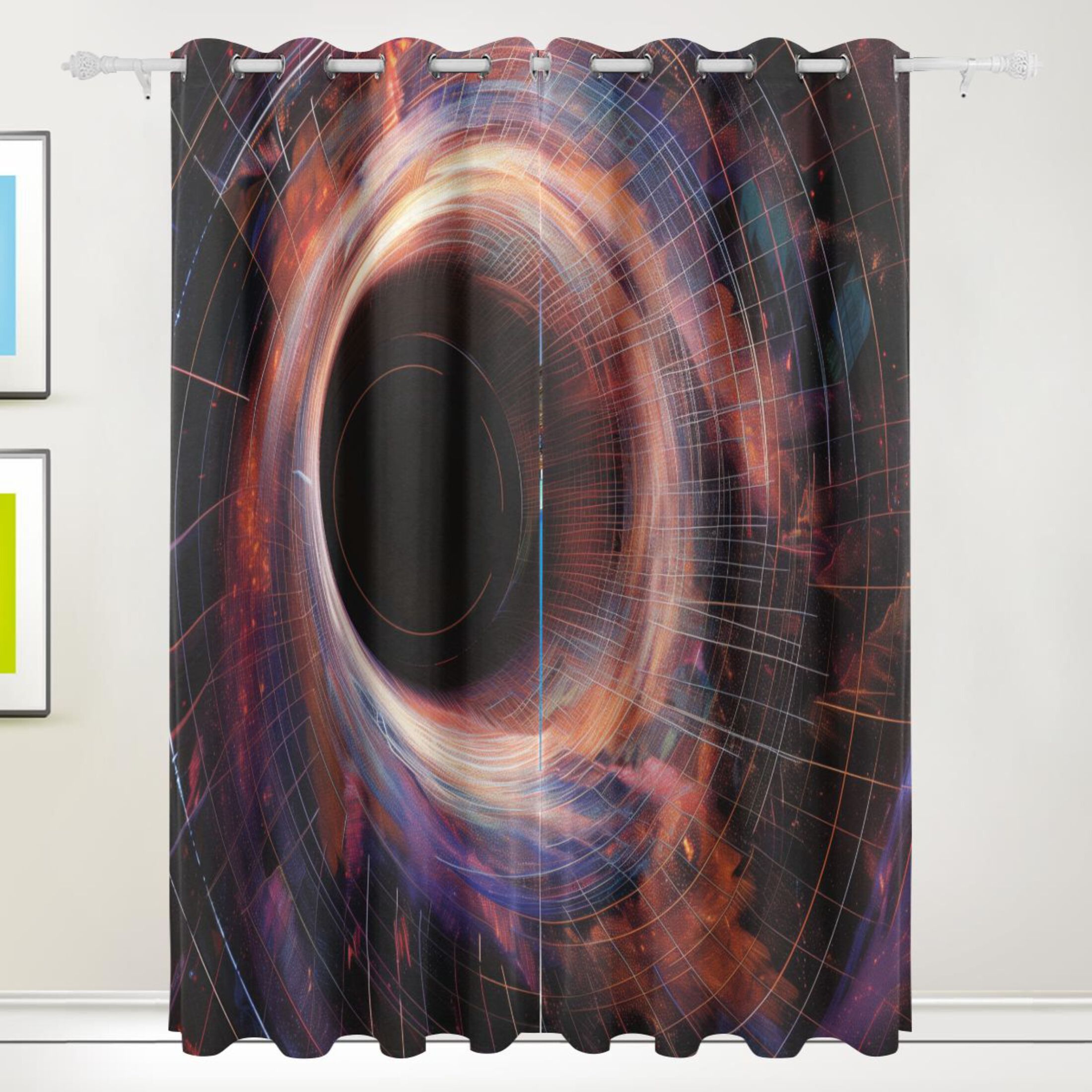 Falling Illusion Geometric Blackout Curtains 2 Panels Set Grommet ...