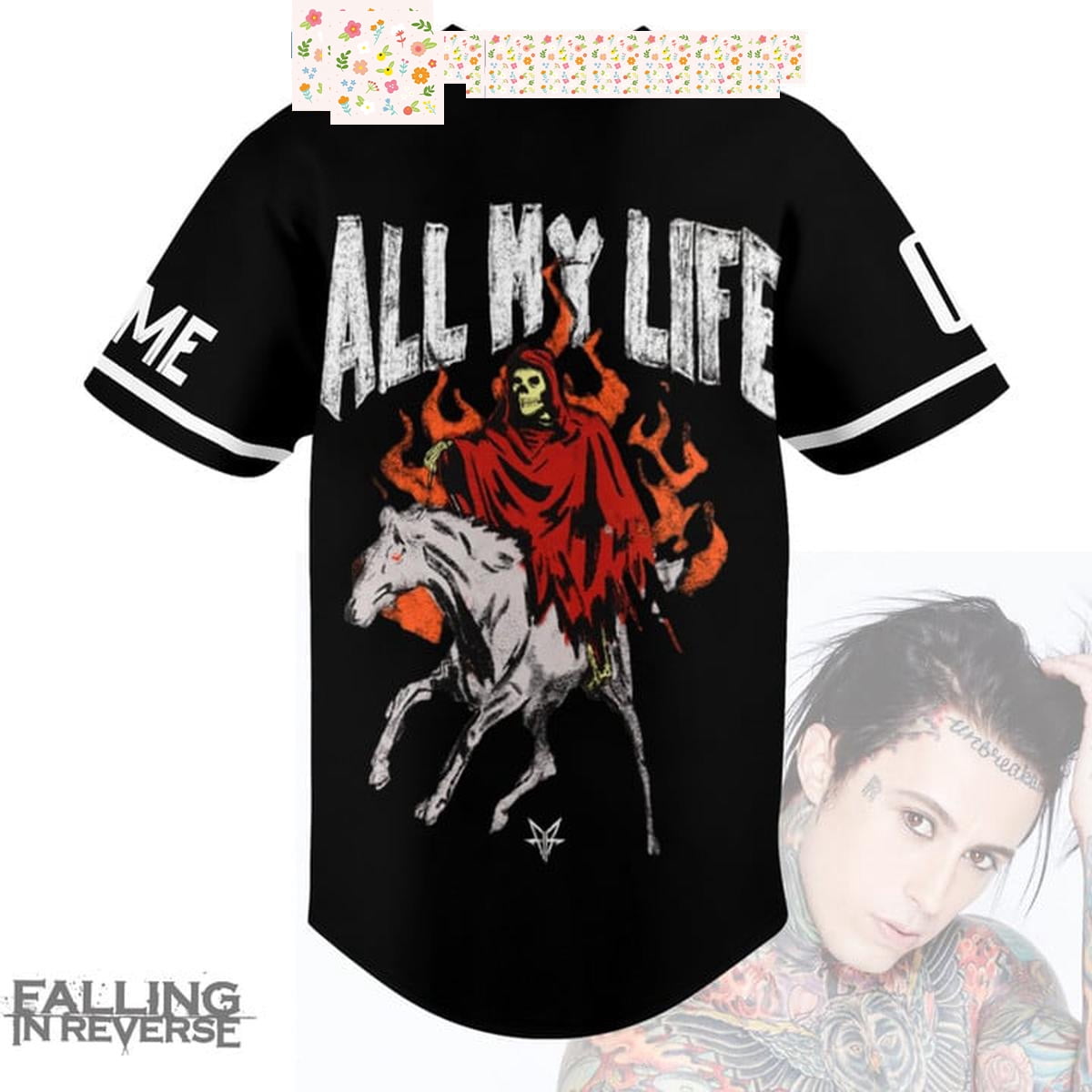 Falling In Reverse All My Life Personalized Baseball Jersey - Walmart.com