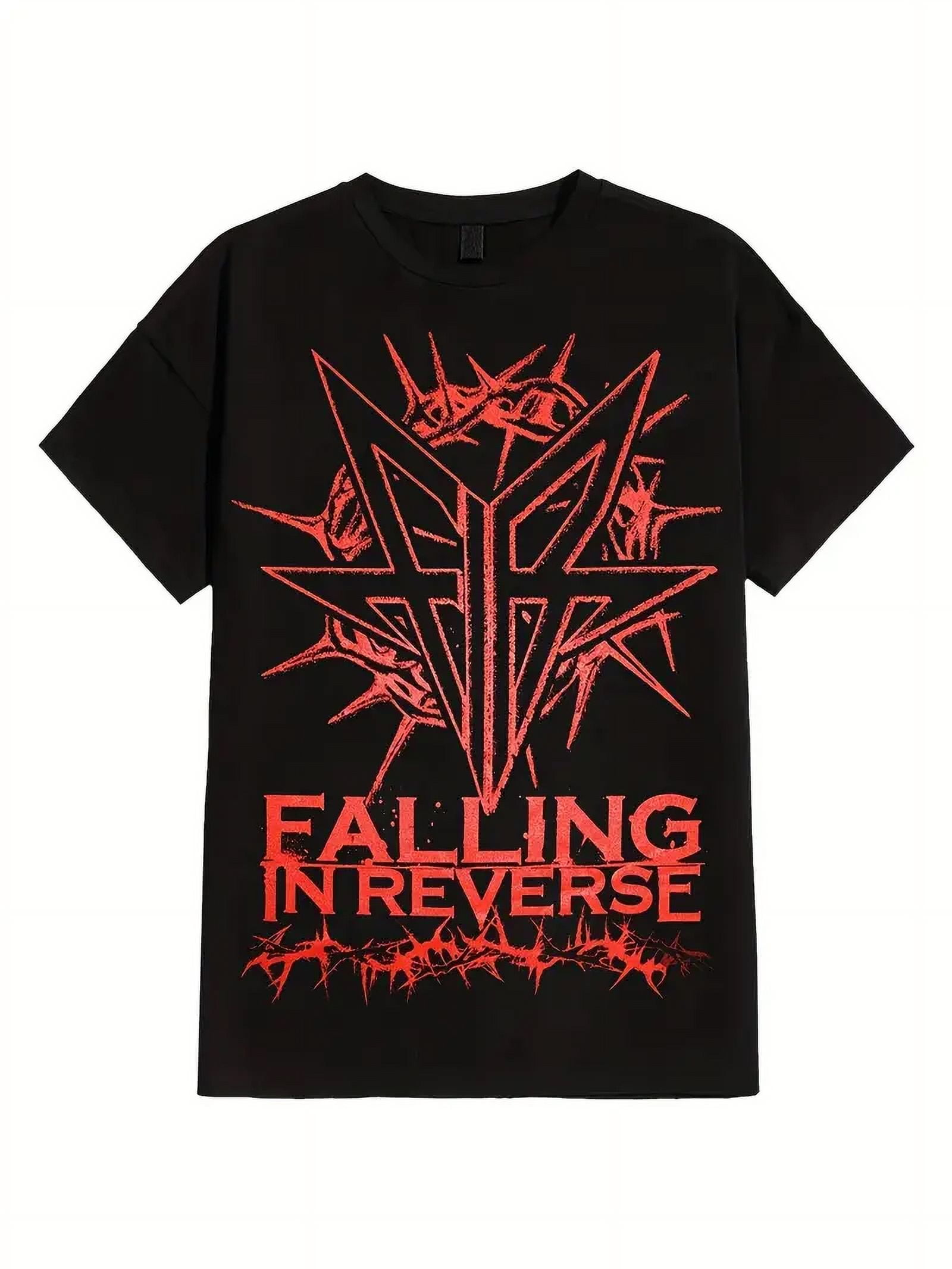Falling In Reverse Graphic Cotton T-Shirt - Black with Red Edgy Design ...