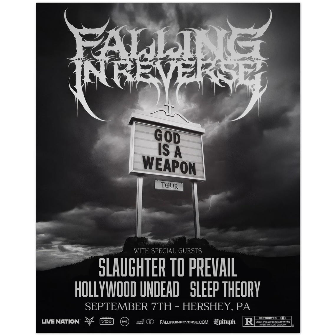 Falling In Reverse Tour Hershey Pa September 7Th #2190, Unframed Poster ...
