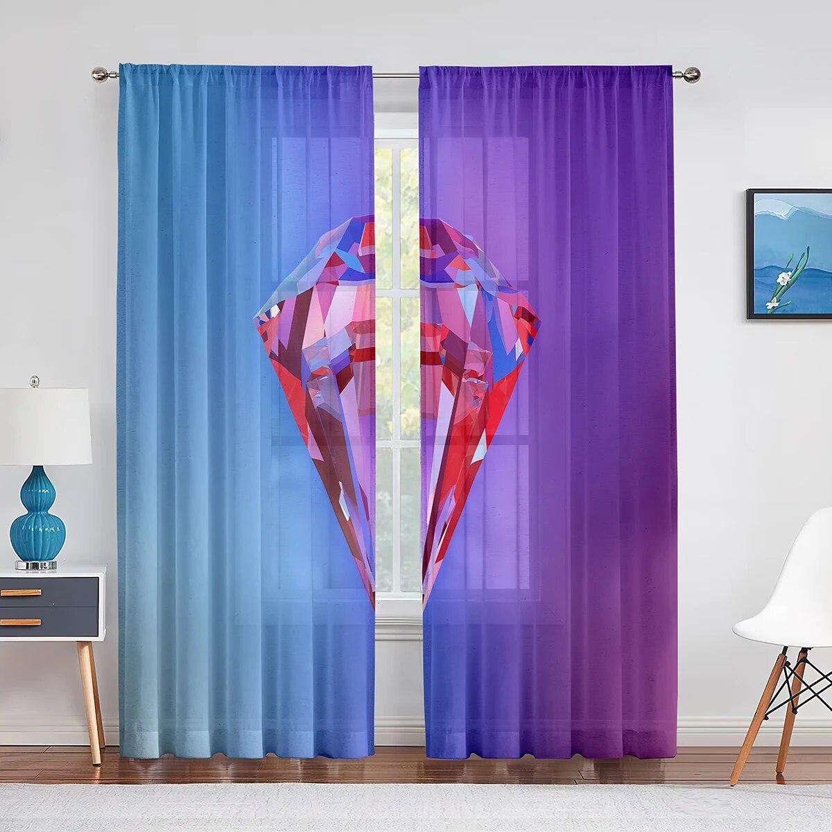 Falling Jewelry Diamonds on The Black Background Tulle Curtains for ...