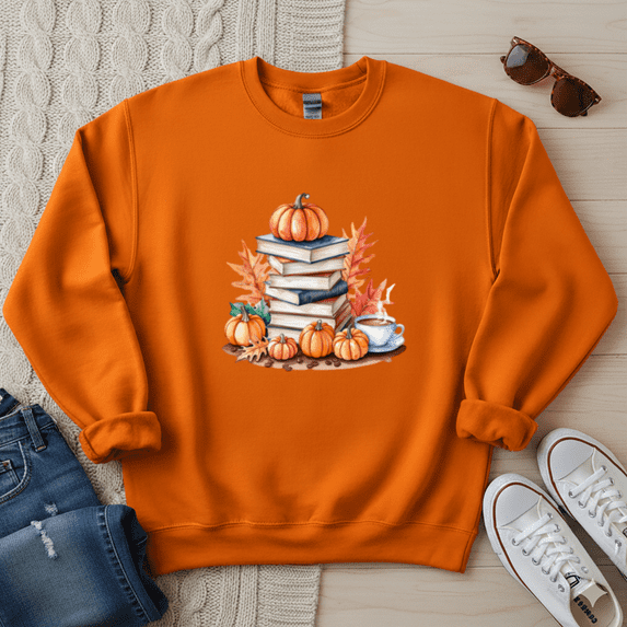 Falling Leaves Books Coffee Cozy Fall Harvest Time Bookworm Graphic ...