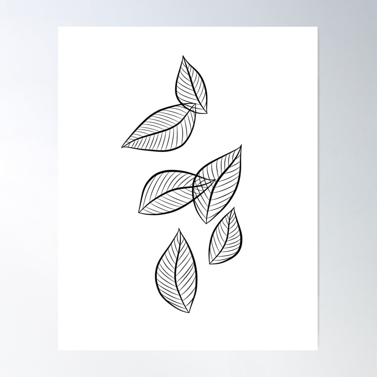 Falling Leaves Line Art Drawing Poster Wall Art, Modern Wall Decor For ...