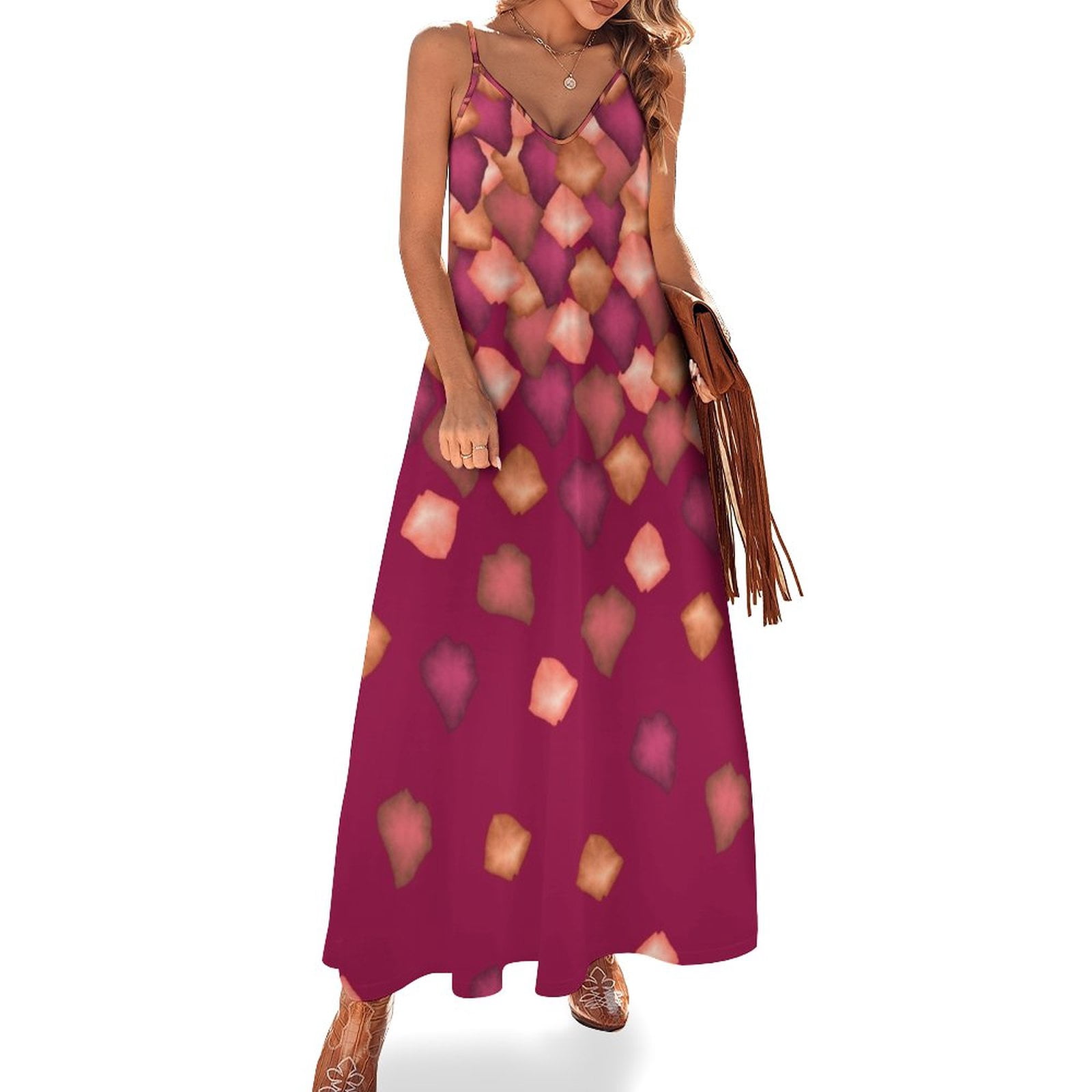 Falling Leaves Sleeveless Dress party dresses woman Bridesmaid dress ...