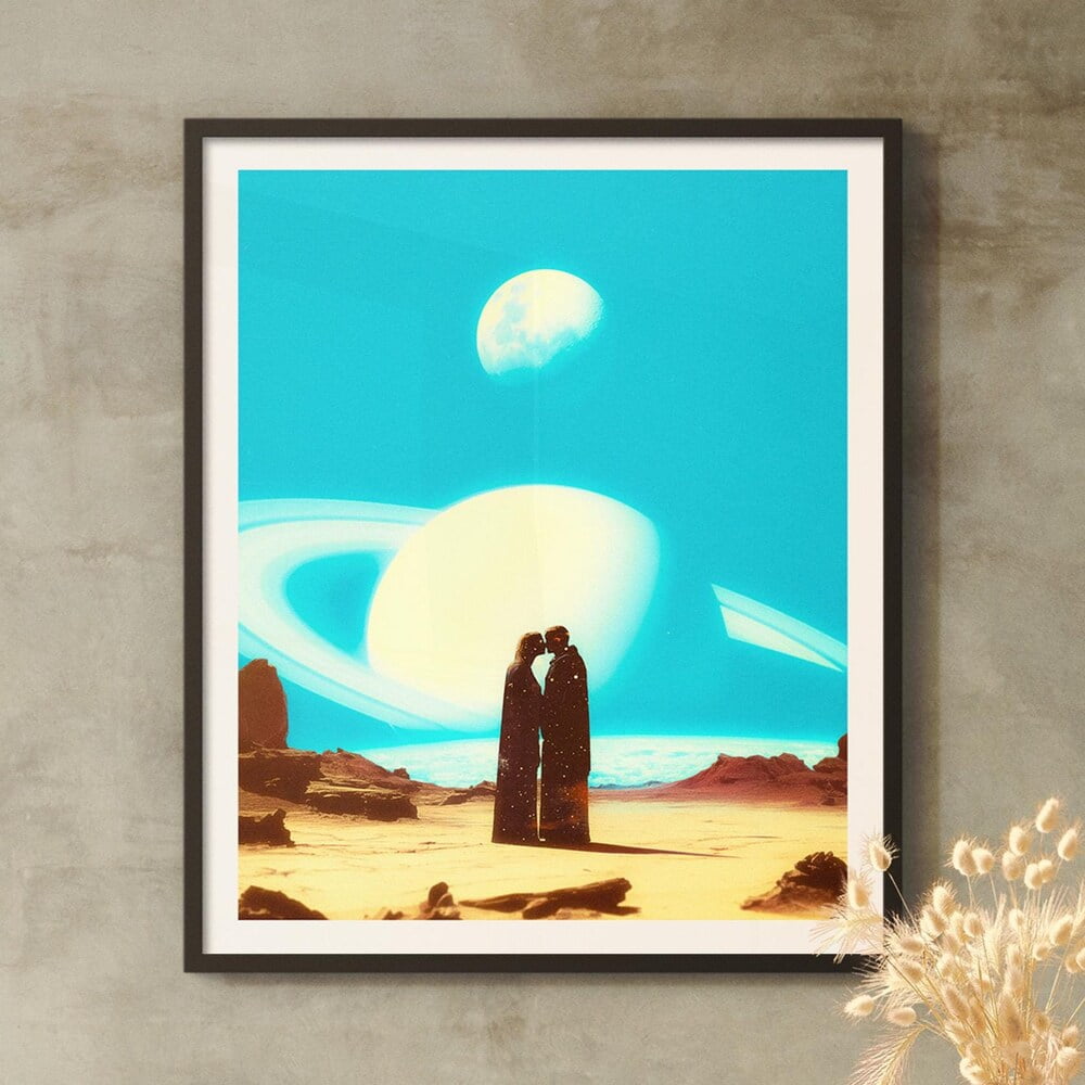 Falling In Love On Mars, Surreal Art, Sci-Fi Poster, Vintage Space Art ...