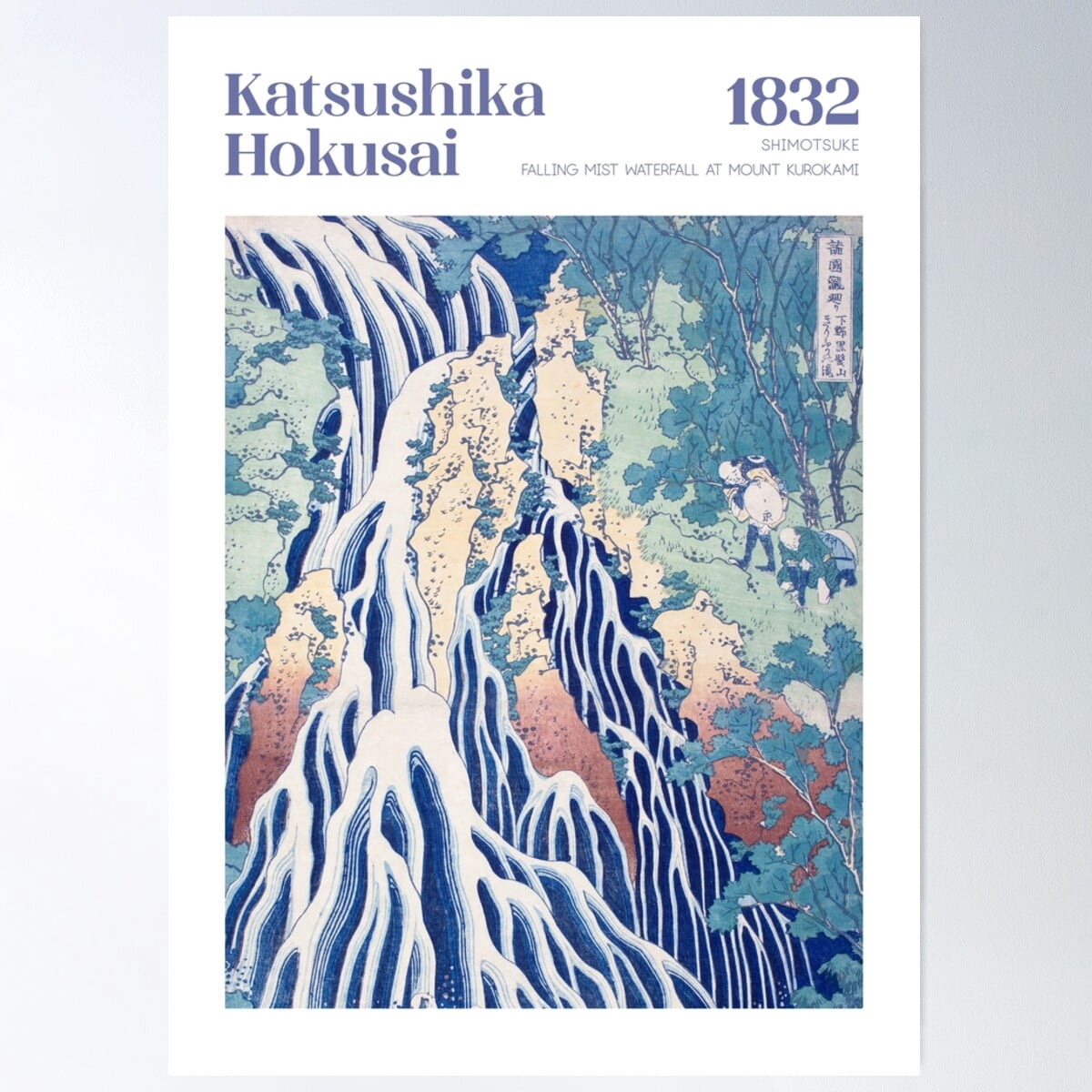 Falling Mist Waterfall At Mount Kurokami By Katsushika Hokusai Poster ...