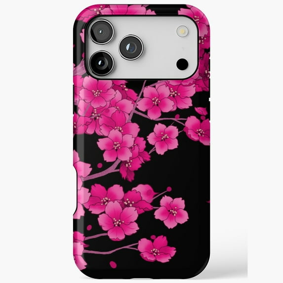 Falling Neon Hot Pink Sakura Cherry iPhone Case 17 11 12 13 14 15 16 ...