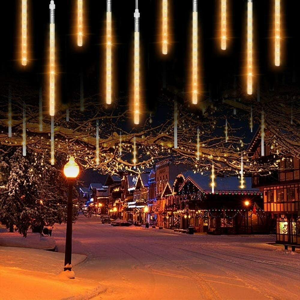 Falling Rain Solar LED String Lights Meteor 10 Tubes Tree Outdoor ...