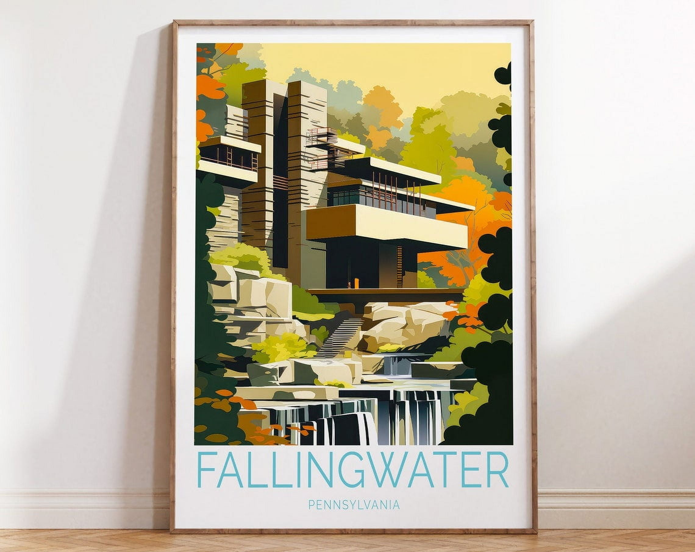 Fallingwater Travel Poster, Pennsylvania Poster, Fallingwater Travel ...