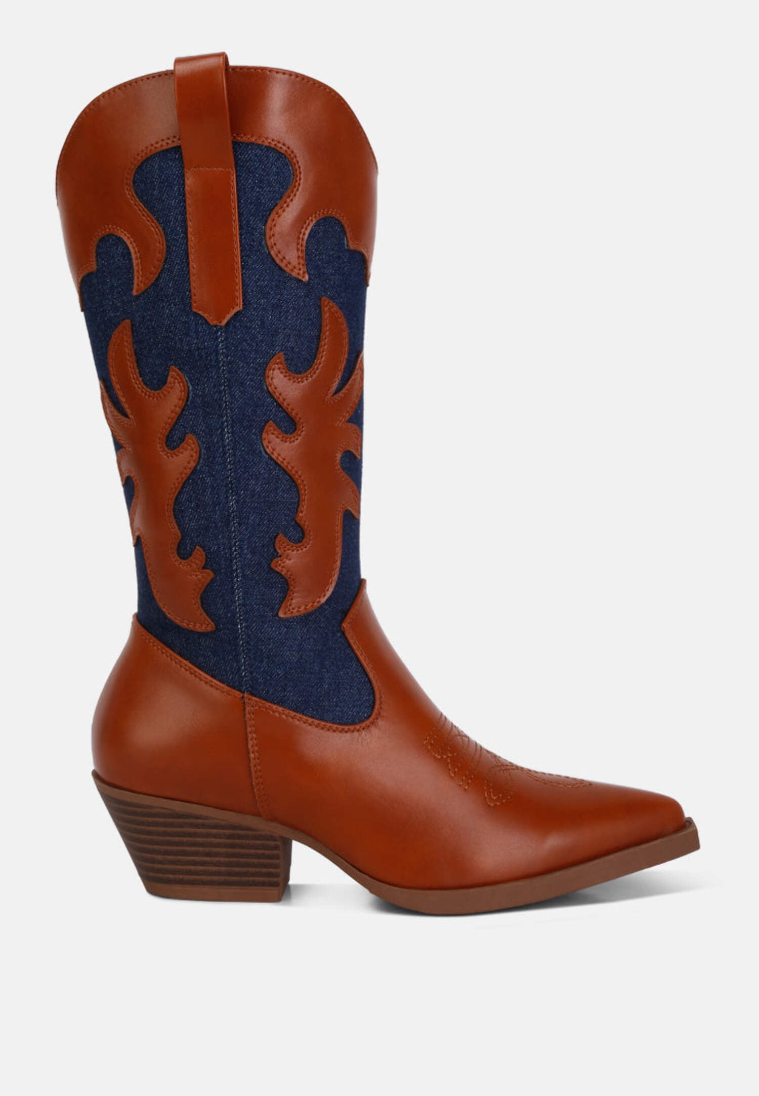 Fallon Faux Leather Patchwork Cowboy Boots - Walmart.com