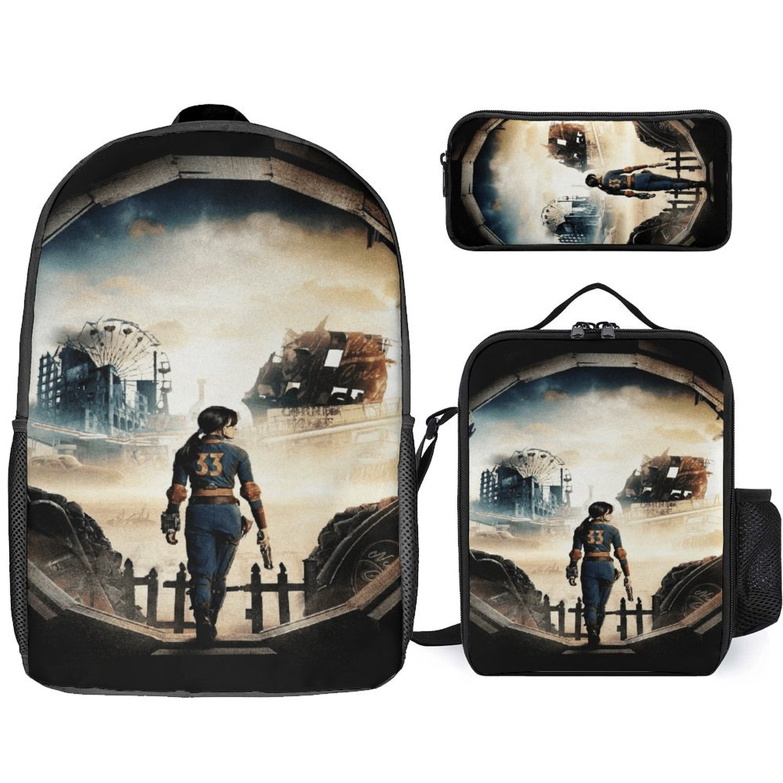 Fallout 3Pcs Backpacks Sets BookBag with Lunch Bag And Pencil Case ...